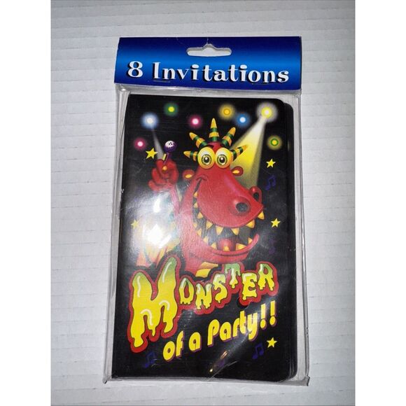 Party Supplies | 8 Monster Bash Invitations Envelopes Friendly Design ...